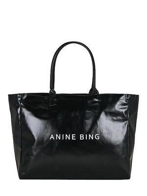 ANINE BING Leo Coated Canvas Tote - Black