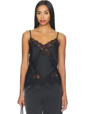 LOVERS AND FRIENDS Lovers And Friends Black Satin Lace Trim Camisole