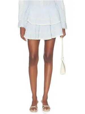 LoveShackFancy Ruffle Mini Skirt - Chambray Sky