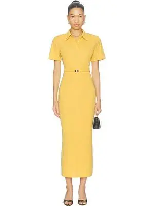 ROWEN ROSE Jersey Polo Dress - Mustard