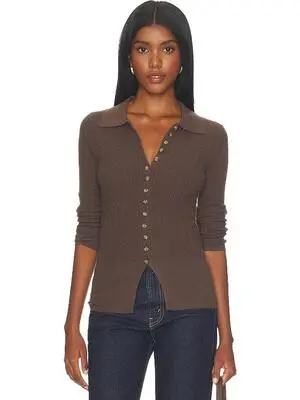 Heartloom Wright Ribbed Knit Button-up Top - Coco