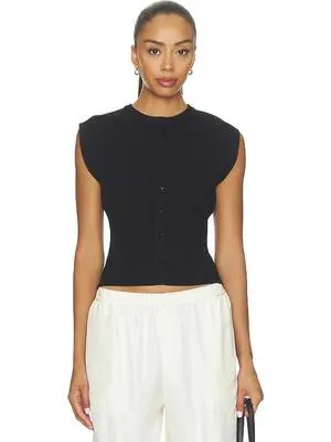 ALL THE WAYS ALL THE WAYS Josie Knit Button-Front Top Black