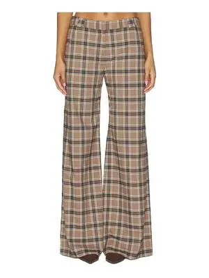 Amanda Uprichard Saddler Plaid Wide-leg Trousers - Brown Combo