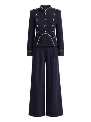 JULIA ALLERT Navy Tailored Jacket And Wide-leg Trouser Suit - Blue