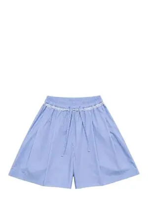 ALAS Name Cotton Poplin Shorts With Lace Trim - Blue