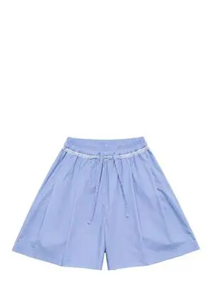 ALAS Name Cotton Poplin Shorts With Lace Trim - Blue