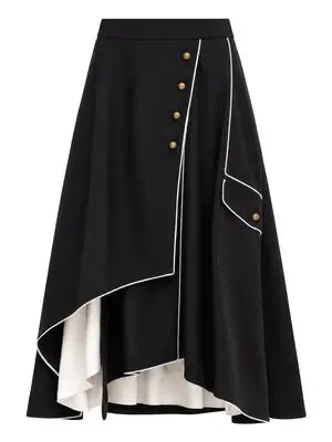 JULIA ALLERT Julia Allert Tailored Asymmetrical Midi Skirt Black