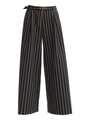 JULIA ALLERT High-waisted Wide-leg Pinstripe Palazzo Trousers - Black