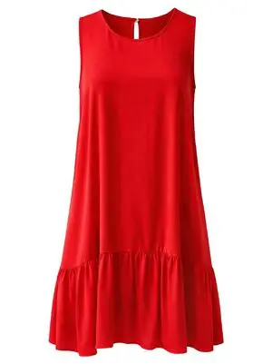CONQUISTA Conquista Sleeveless Flounced Hem Dress