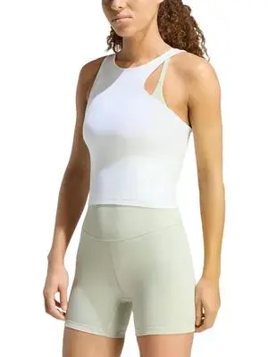 Adidas Cut-out Racerback Cropped Tank Top - White