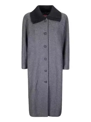 DIESEL® Wool-blend Ribbed Collar Coat - Grey