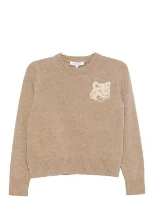 Maison Kitsuné Fox Head Intarsia-knit Sweater - Neutrals