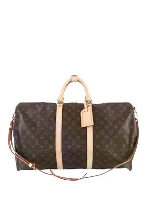 LOUIS VUITTON Monogram Keepall Bandouliere 55 Travel Bag - Brown