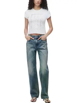 Alexander Wang Embellished Chain Straight Jeans - Blue