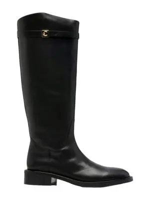COCCINELLE Logo-plaque Leather Boots - Black