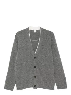 Eleventy Contrast Trim V-neck Cardigan - Grey