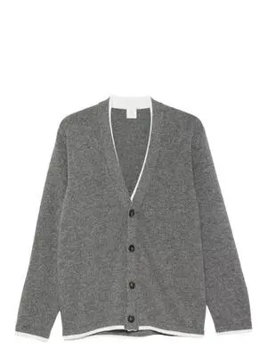 Eleventy Contrast Trim V-neck Cardigan - Grey