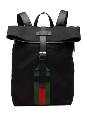 Gucci Canvas Techno Web Fold Over Backpack - Black