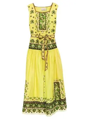 ALEMAIS Alemas Graphic Print Midi Dress - Yellow