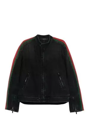 Gucci Cotton Denim Biker Jacket With Web Detail - Black