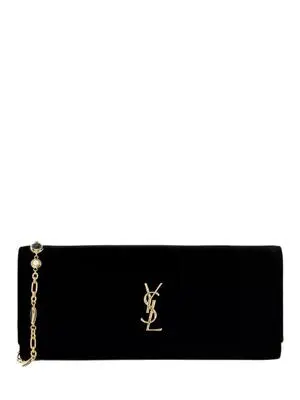 Saint Laurent Kate Velvet Clutch Bag - Black