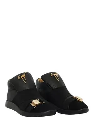 GIUSEPPE ZANOTTI Camoscio Logo-plaque Buckled Sneakers - Black