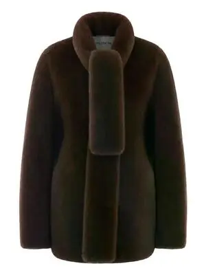 VALENTINI 1972 Faux Fur Funnel Neck Jacket - Brown