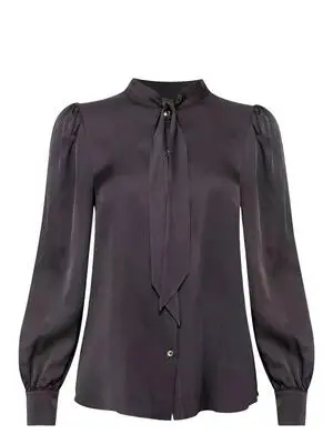 NISSA NISSA Bow Detail Satin Shirt Grey