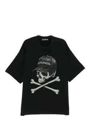 MASTERMIND WORLD Distressed-effect Logo-print T-shirt - Black