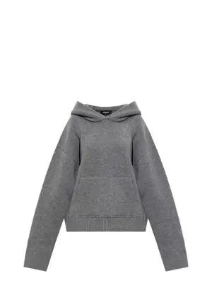 Dsquared2 Logo Embroidered Knit Hoodie - Grey