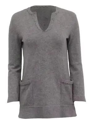 Tory Burch Sayre Cashmere Sweater With Braided Trim - Grey