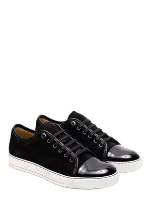 LANVIN Dbb1 Patent Leather And Suede Sneakers - Black