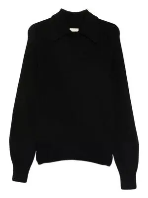 Khaite Overlapping-collar Saddle-shoulder Sweater - Black