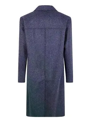 Herno Herringbone Single-breasted Coat - Blue