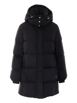 Add Quilted Hooded Coat - Black