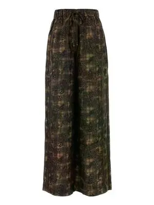 GANNI Printed Twill Wide-leg Trousers - Brown
