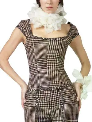 Giuseppe Di Morabito Houndstooth Embellished Top - Brown