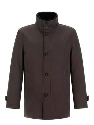 Herno Shearling-collar High-neck Coat - Brown