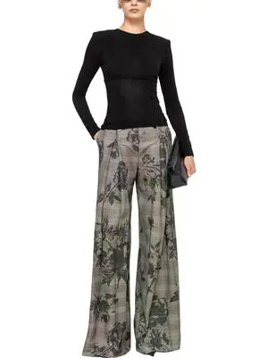NISSA Tencel And Wool Blend Top With Crew Neckline - Black