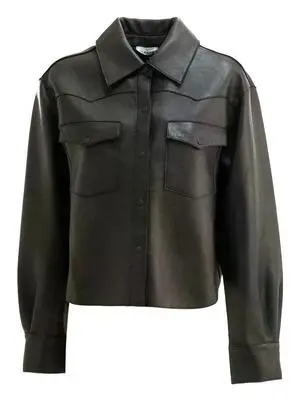 P.a.r.o.s.h Leather Western Yoke Shirt - Brown