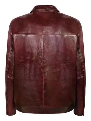 Emporio Armani Emporio Armani Leather Zip-Up Jacket Red
