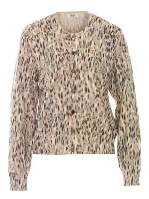Liu Jo Graphic Print Crew Neck Cardigan - Neutrals