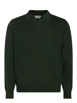 Altea Fine Knit Polo Collar Sweater - Green