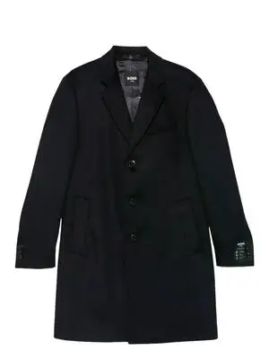 BOSS Single-breasted Notched Lapel Coat - Blue