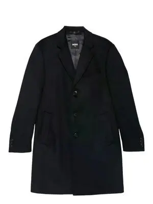 BOSS Single-breasted Notched Lapel Coat - Blue