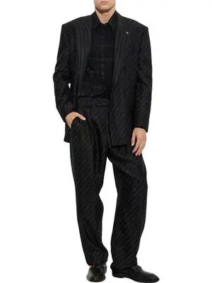 Versace Pinstriped Double-breasted Blazer - Black
