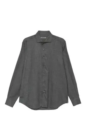 CORNELIANI Herringbone-weave Long-sleeve Shirt