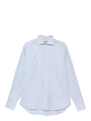 Canali Micro-check Long-sleeve Shirt - Blue