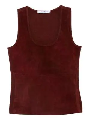 Max Mara Max Mara Suede Paneled Scoop Neck Tank Red