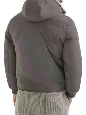 Brunello Cucinelli Stretch Bonded Nylon Down Jacket With Detachable Hood - Grey